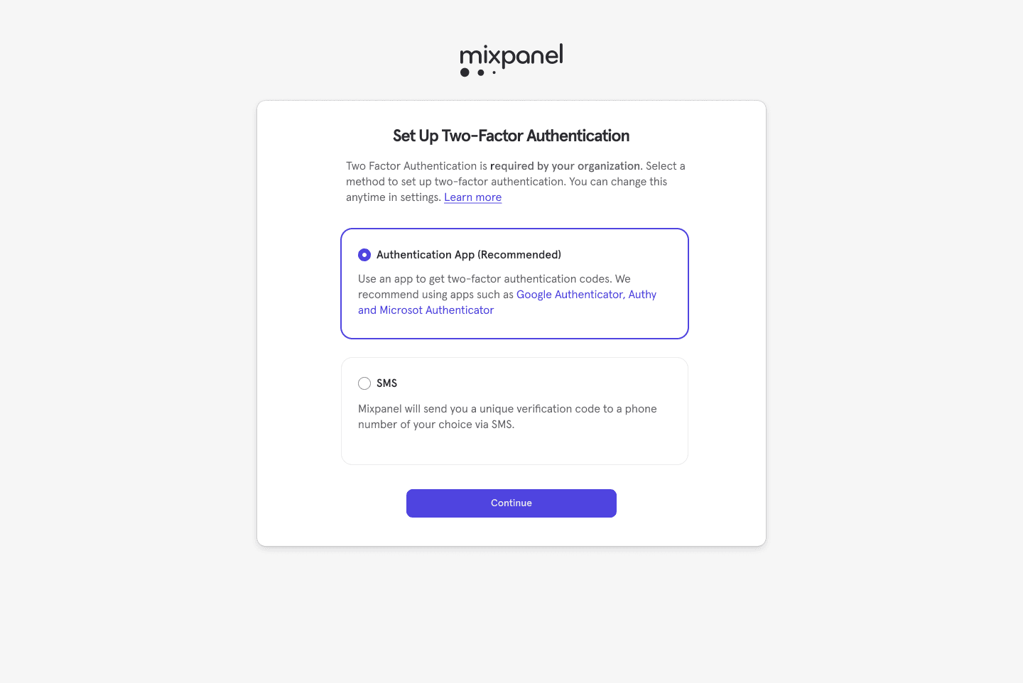 Two-Factor Authentication - Mixpanel Docs