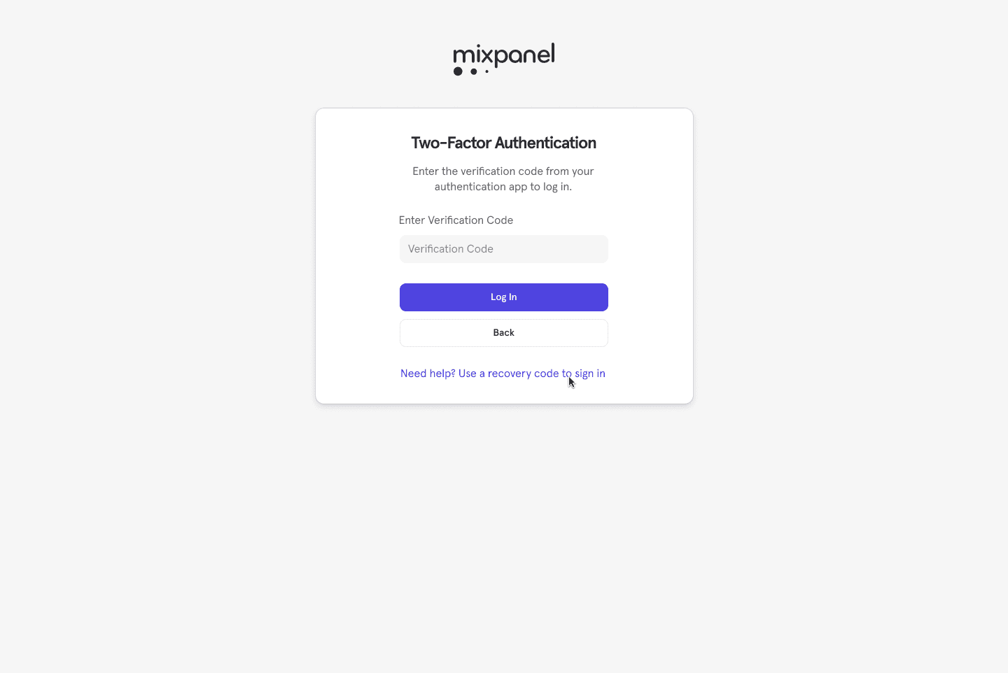 Two-Factor Authentication - Mixpanel Docs