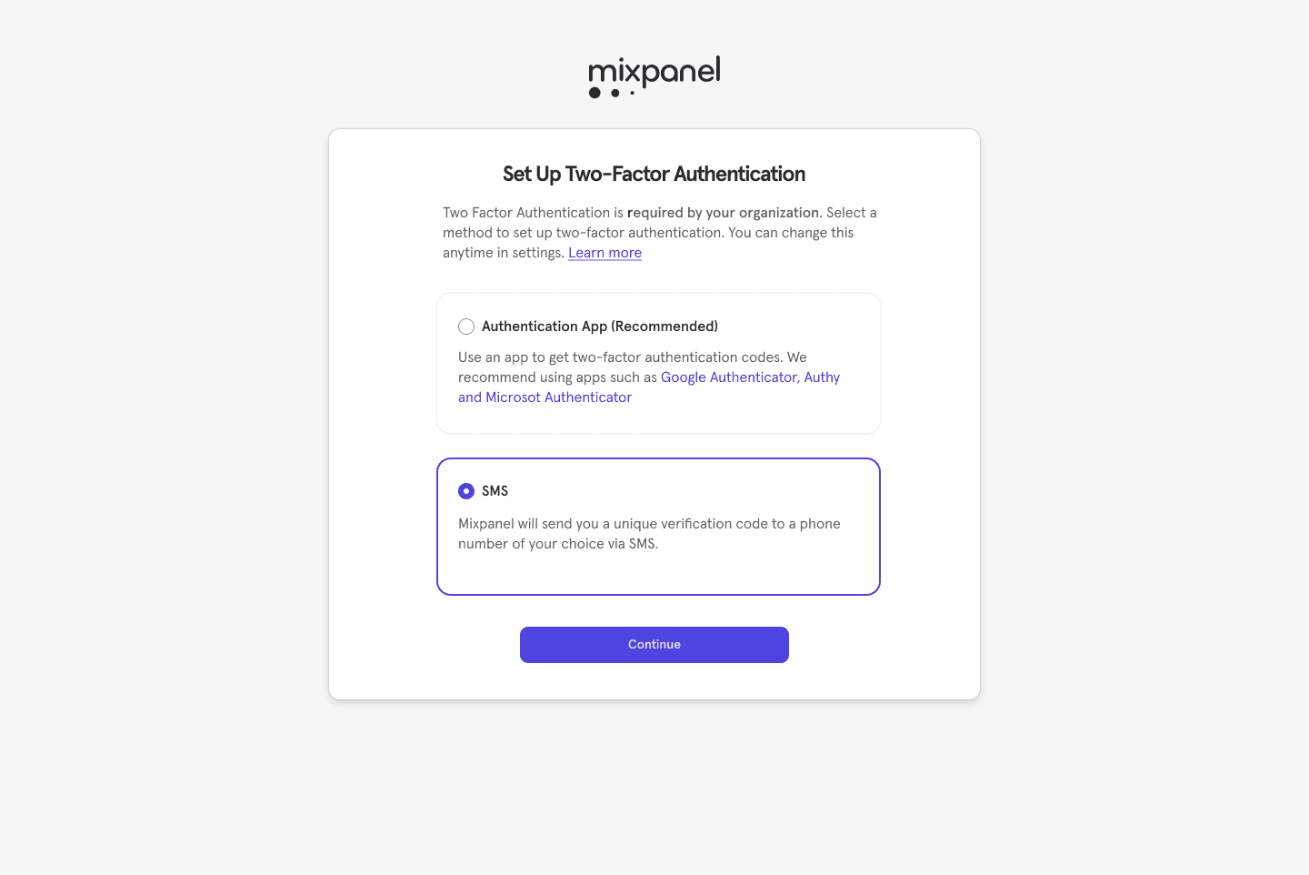 Two-Factor Authentication - Mixpanel Docs