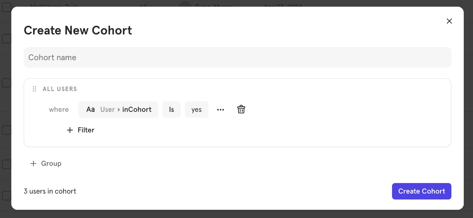 Cohorts: Group users by demographic and behavior - Mixpanel Docs