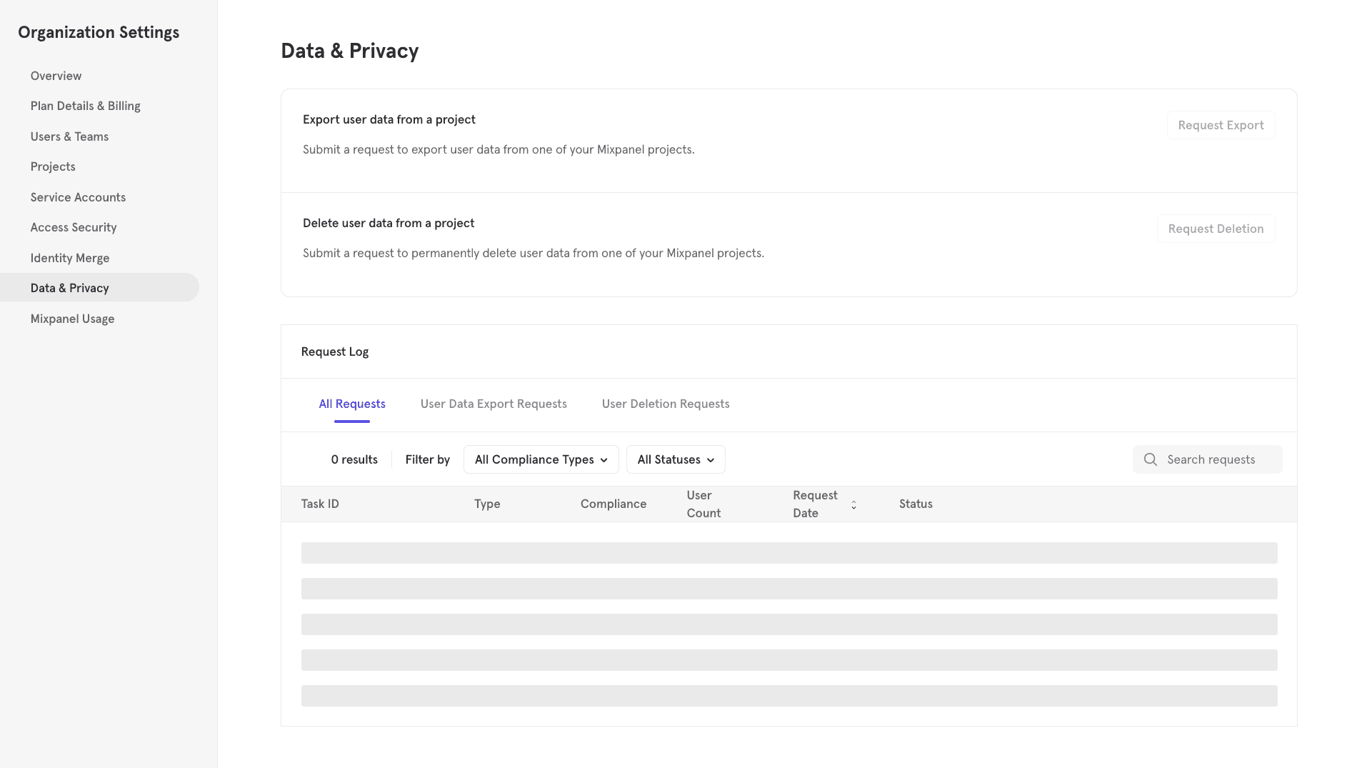 End User Data Management: Making GDPR and CCPA requests - Mixpanel Docs