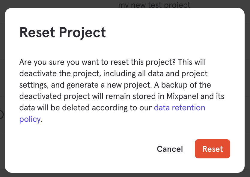 Managing Projects - Mixpanel Docs