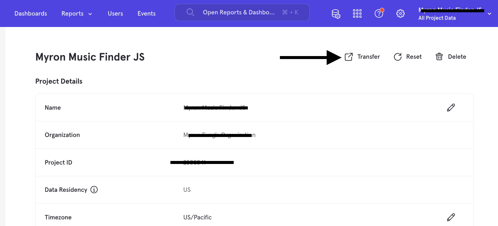 Managing Projects - Mixpanel Docs