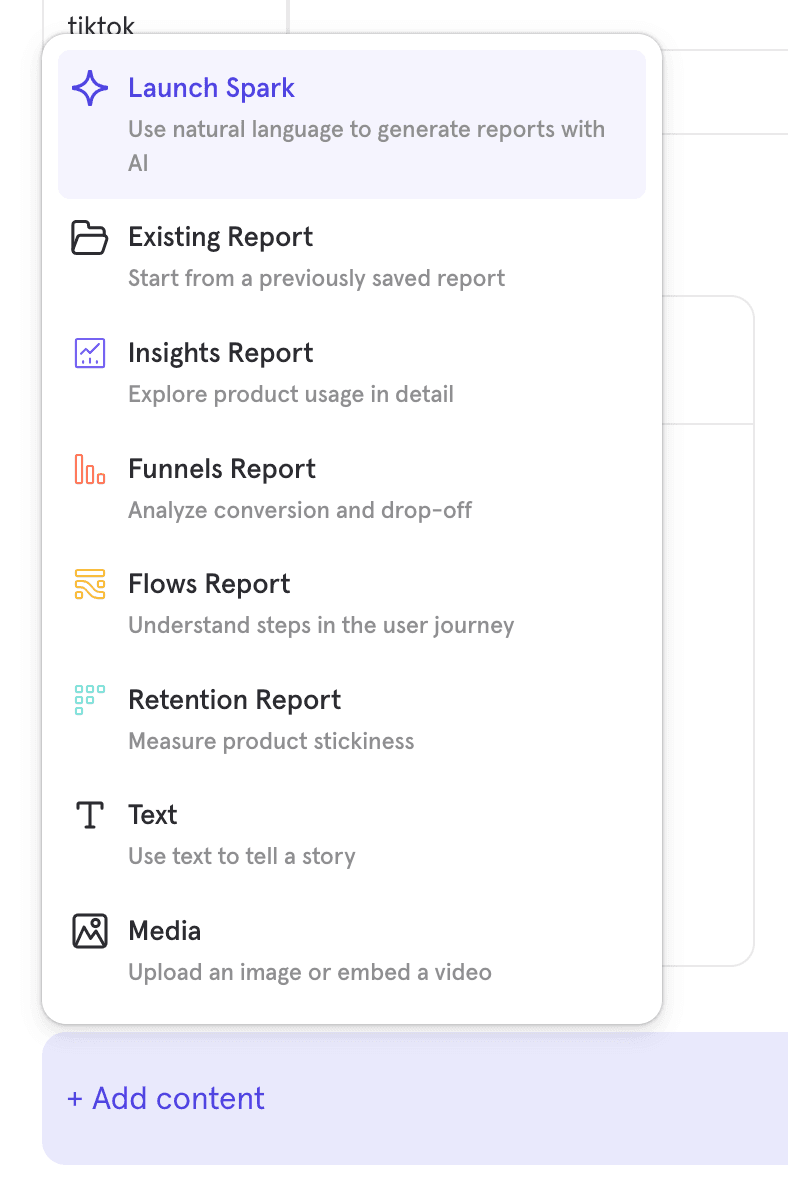 Spark: Use natural language to generate reports with AI - Mixpanel Docs